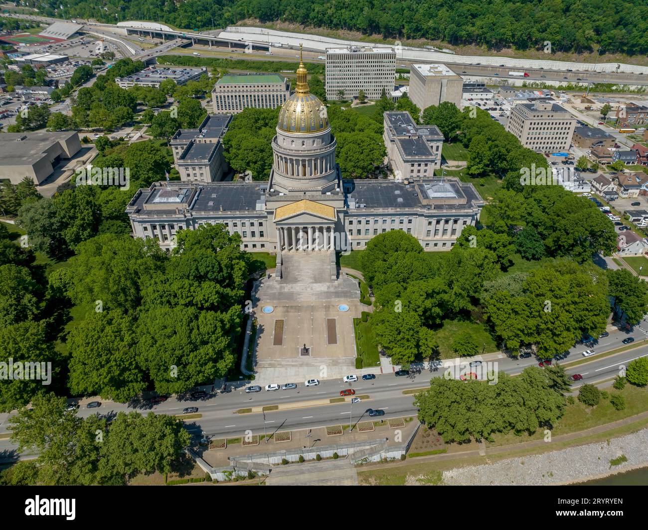 Aerial View Of The West Virginia State Capitol Building And Grounds ...