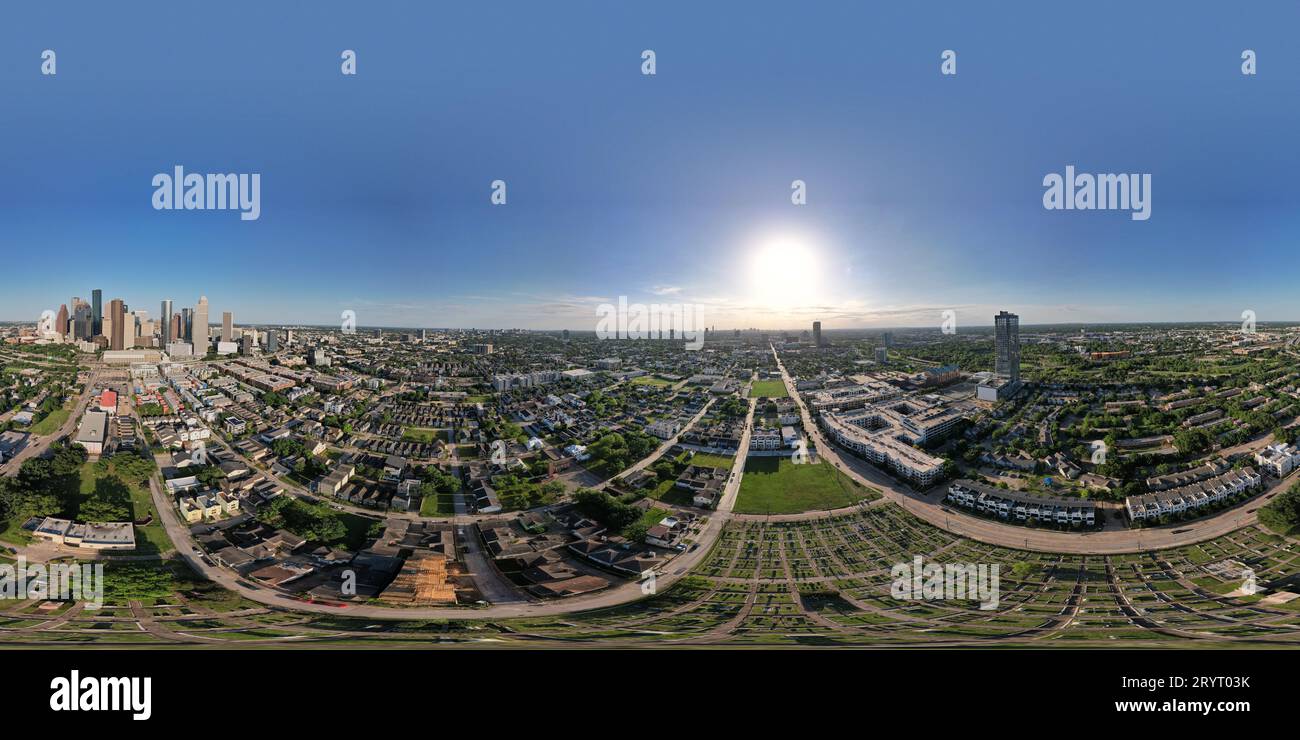 A panoramic view of the vibrant Houston skyline with buildings across ...