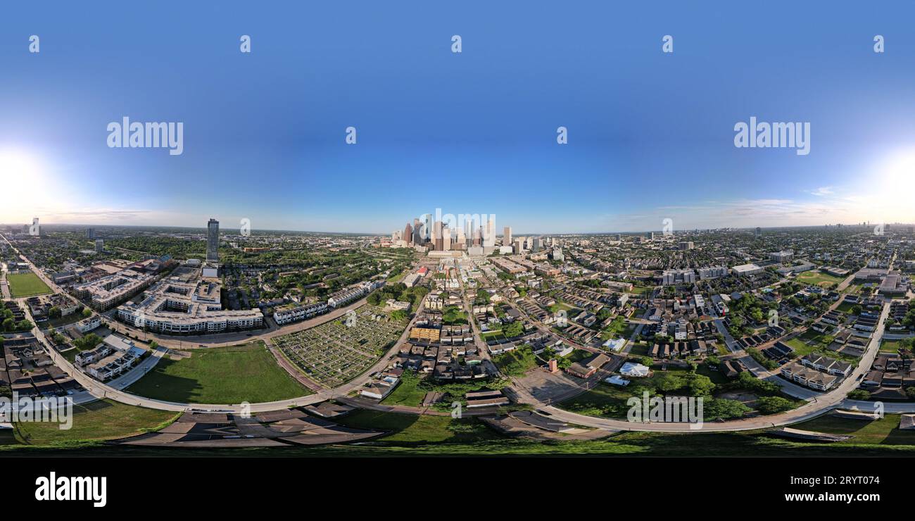 A panoramic view of the vibrant Houston skyline with buildings across ...