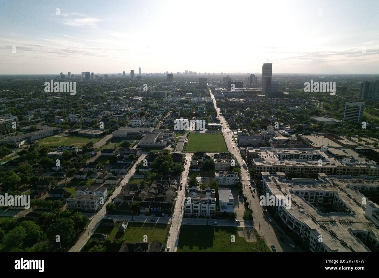 An aerial view of Houston skyline on a sunny day Stock Photo - Alamy