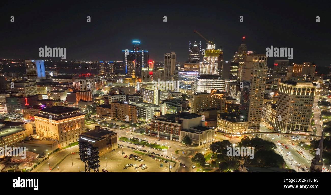 A stunning aerial view of a Detroit city in Michigan, USA Stock Photo ...