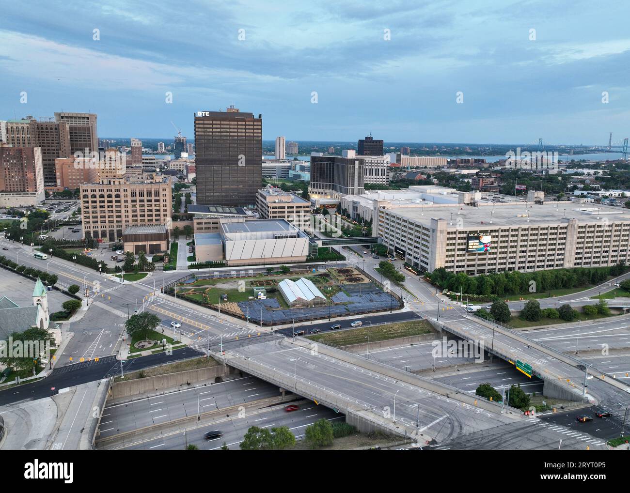 A stunning aerial view of a Detroit city in Michigan, USA Stock Photo ...