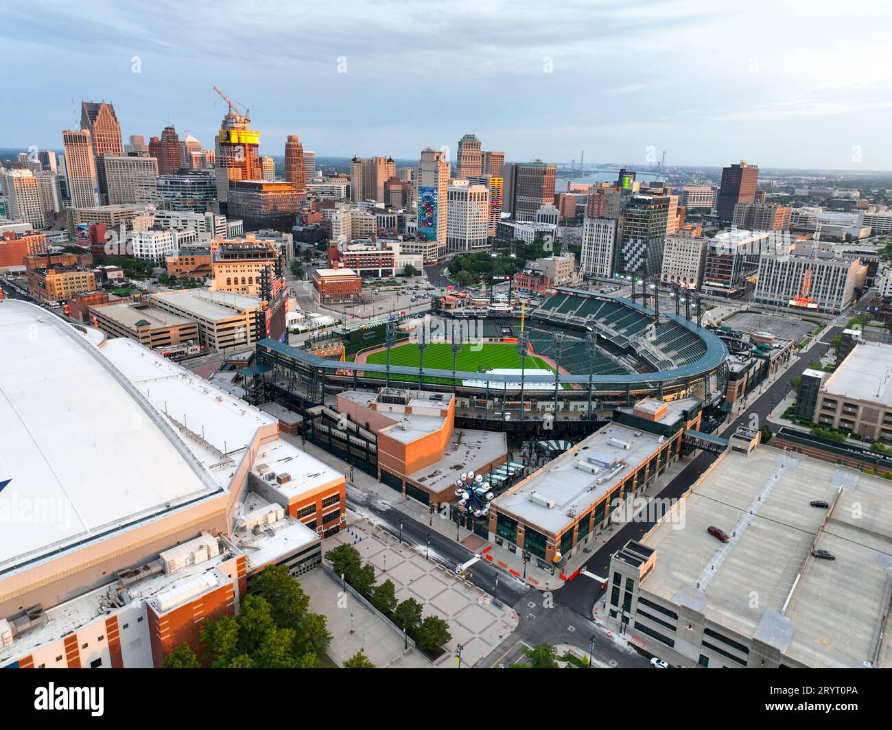 A stunning aerial view of a Detroit city in Michigan, USA Stock Photo ...