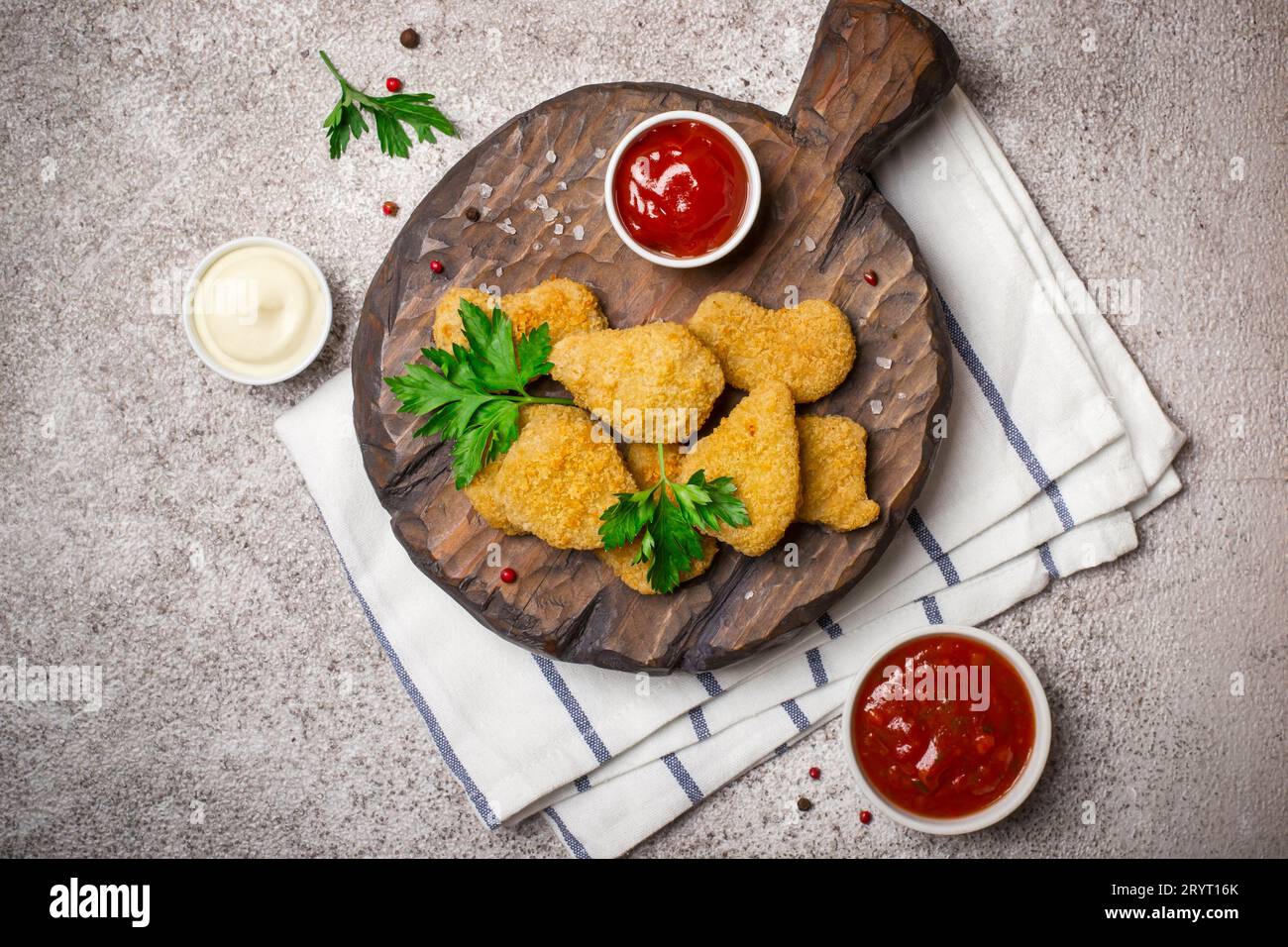 Fried crispy chicken nuggets ketchup hi-res stock photography and ...