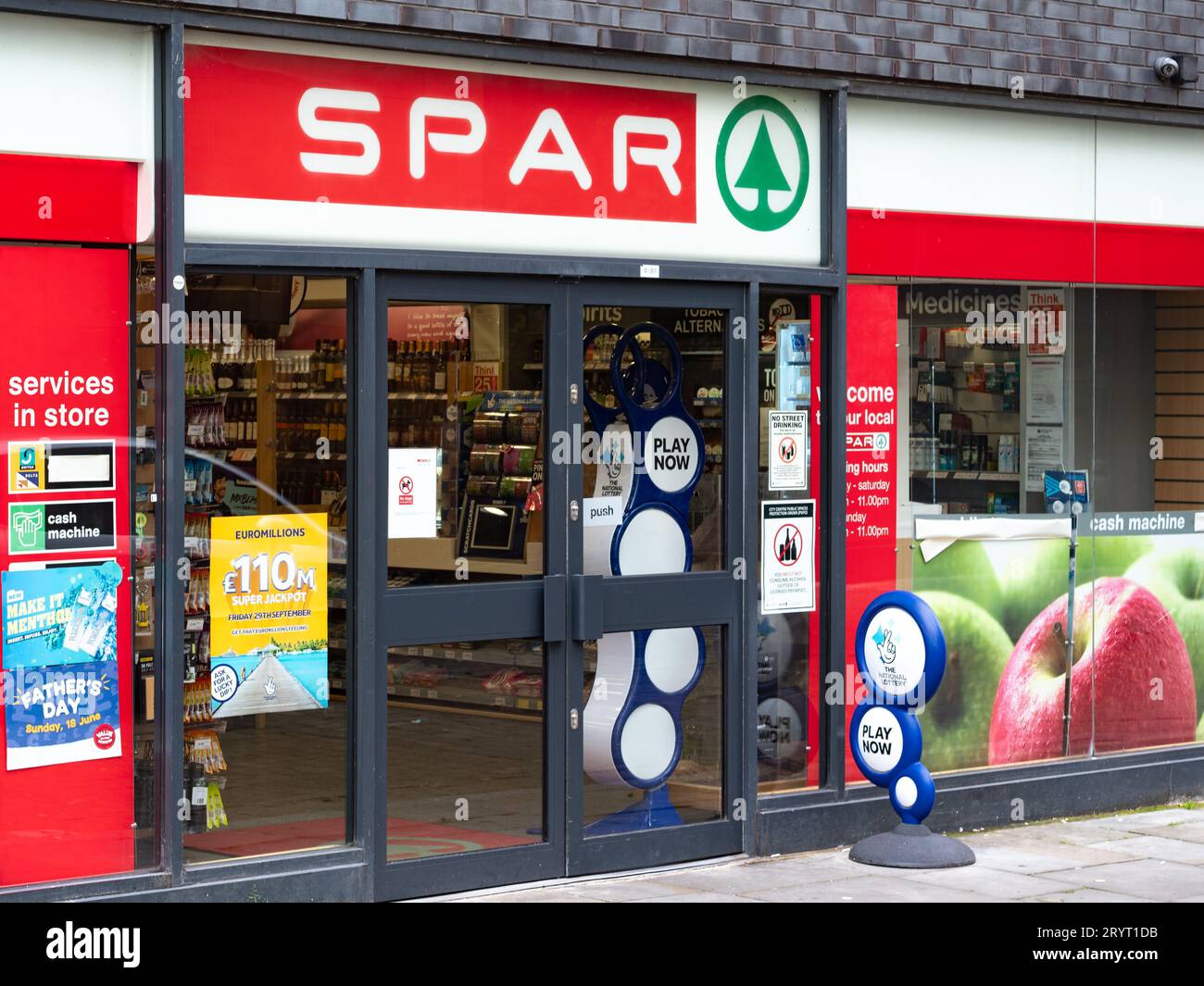 Spar convenience store shop front including the company name and logo ...