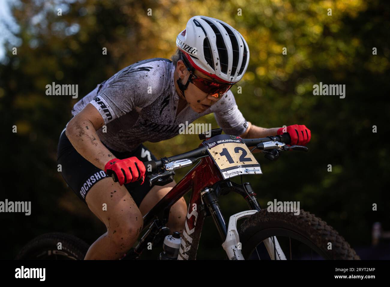 Swiss rider Sina Frei on the course of the UCI Mountain Bike World Cup ...
