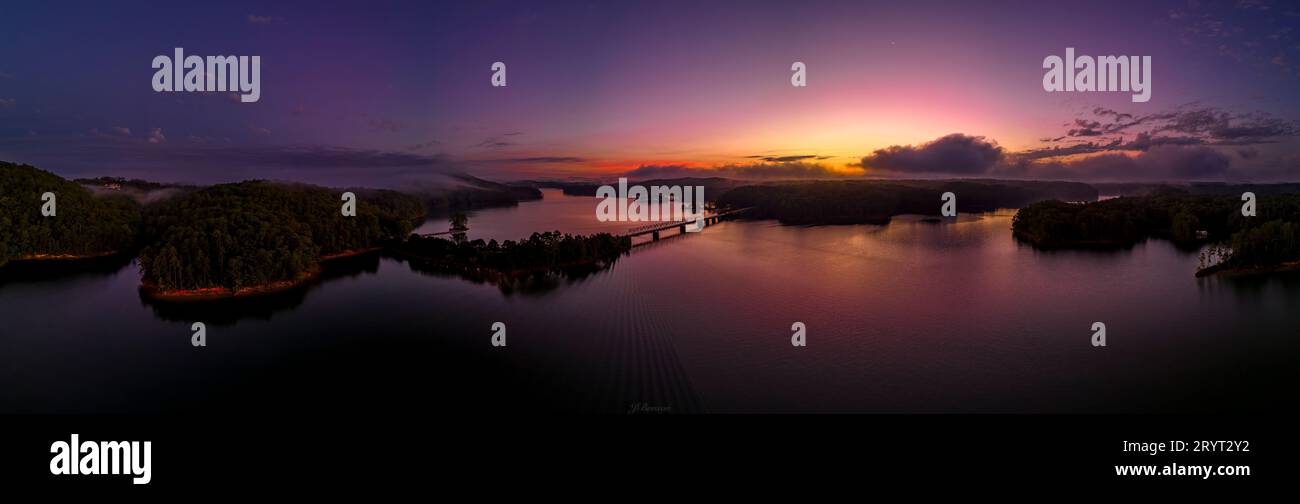 An aerial view of Bethany bridge over Lake Allatoona in Georgia, USA at ...