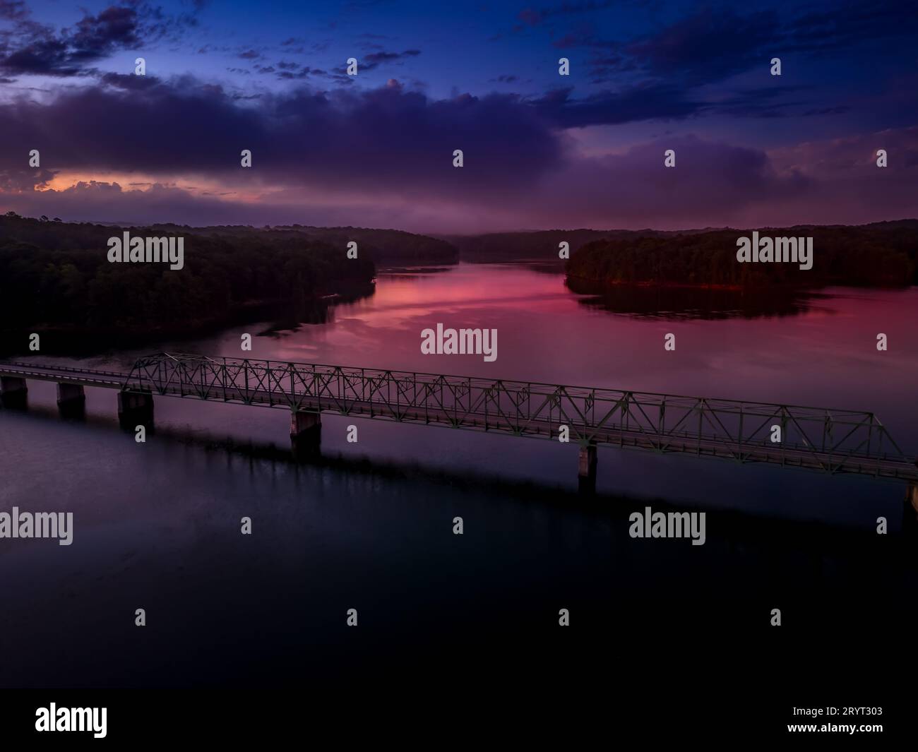 An aerial view of Bethany bridge over Lake Allatoona in Georgia, USA at ...