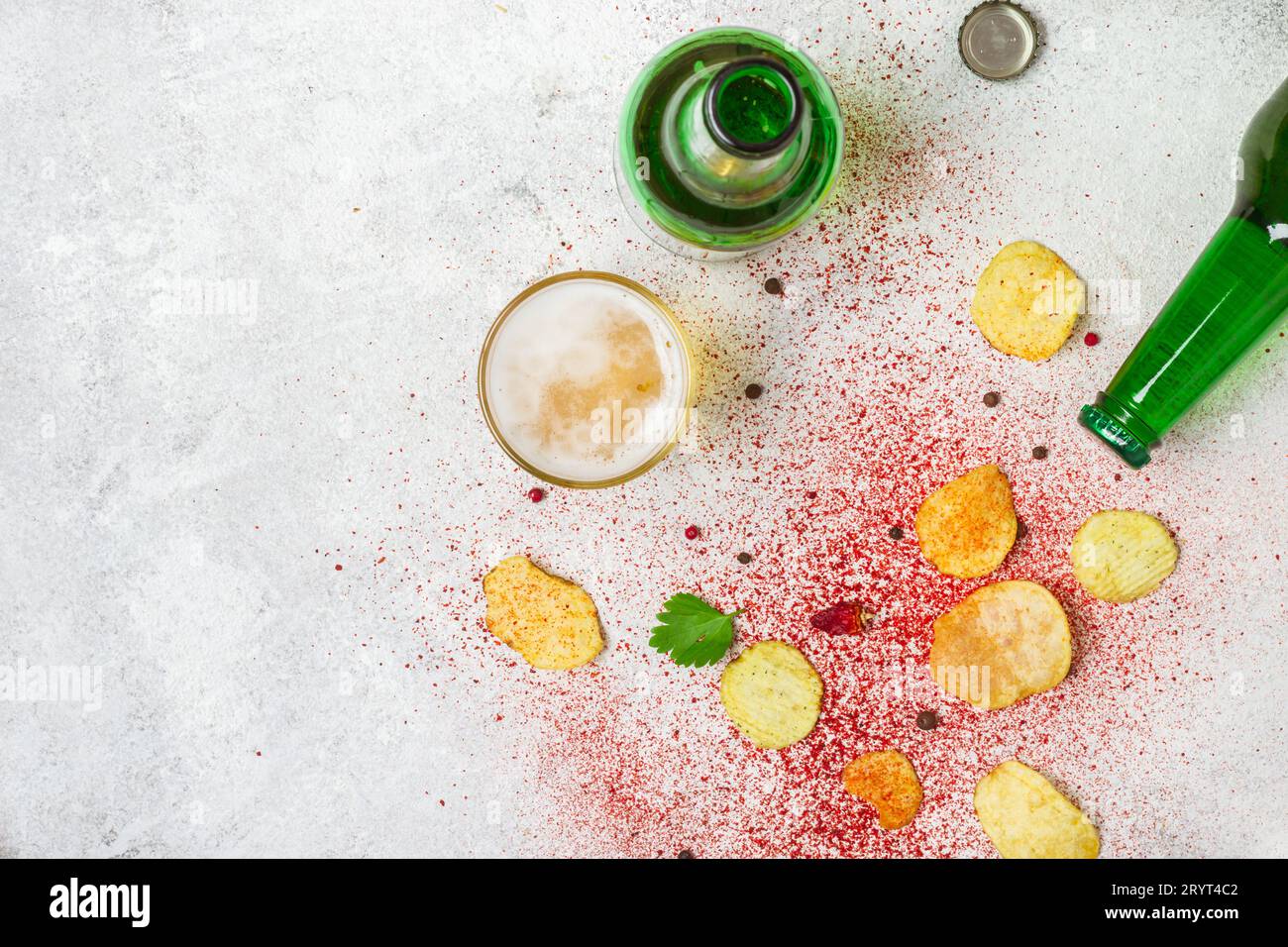 Beer potato chips copy space hi-res stock photography and images - Alamy