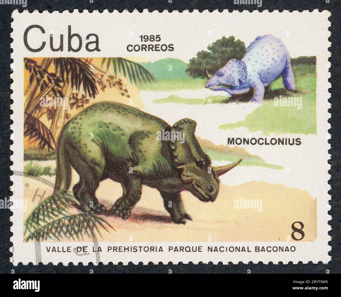 Monoclonius. Dinosaur series. Postage stamp issued in Cuba in 1985 ...