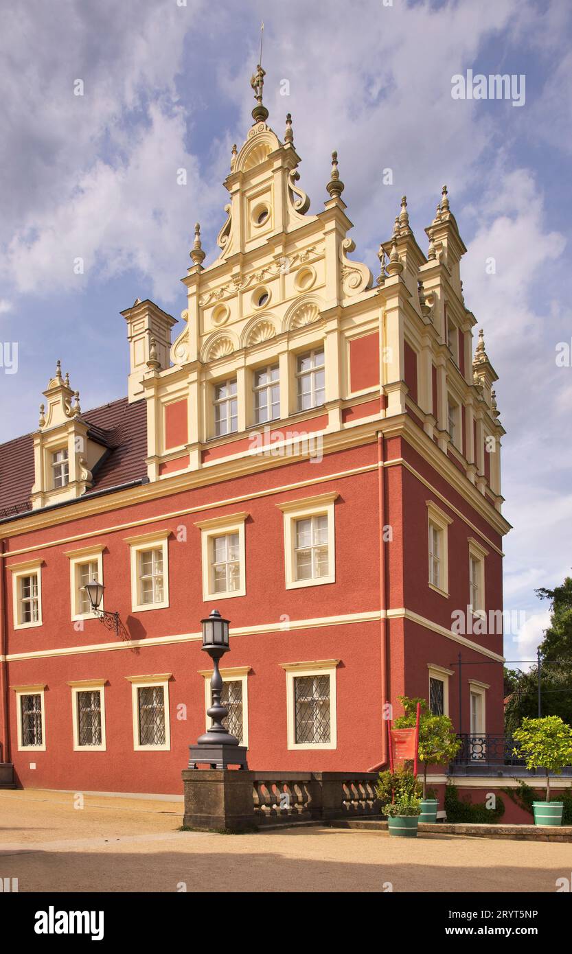 New castle at Park von Muskau (Park Muzakowski) near Bad Muskau. UNESCO ...