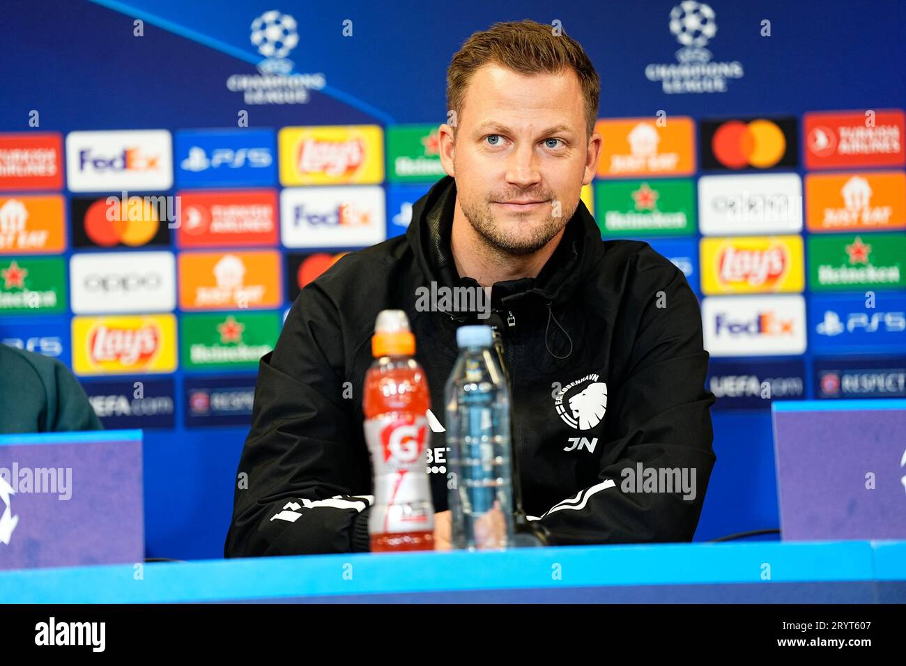 FC Copenhagen coach Jacob Neestrup gives a press conference on the eve ...