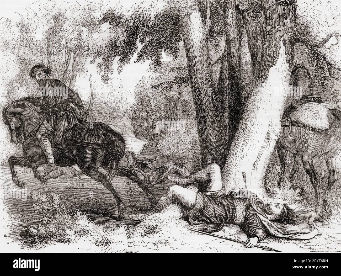 The death of William Rufus, shot through the lung by an arrow whilst ...