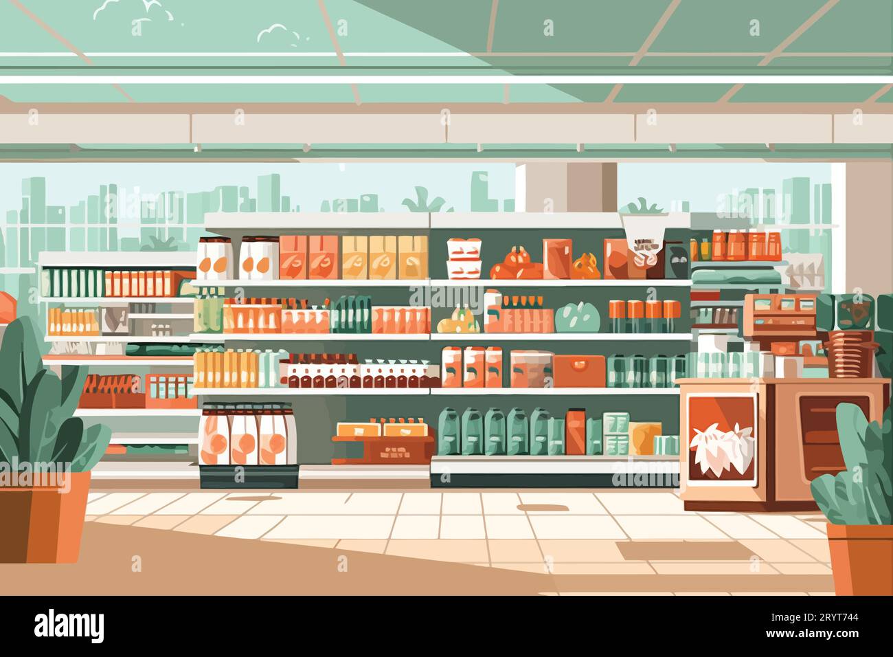Supermarket interior Stock Vector Images - Alamy