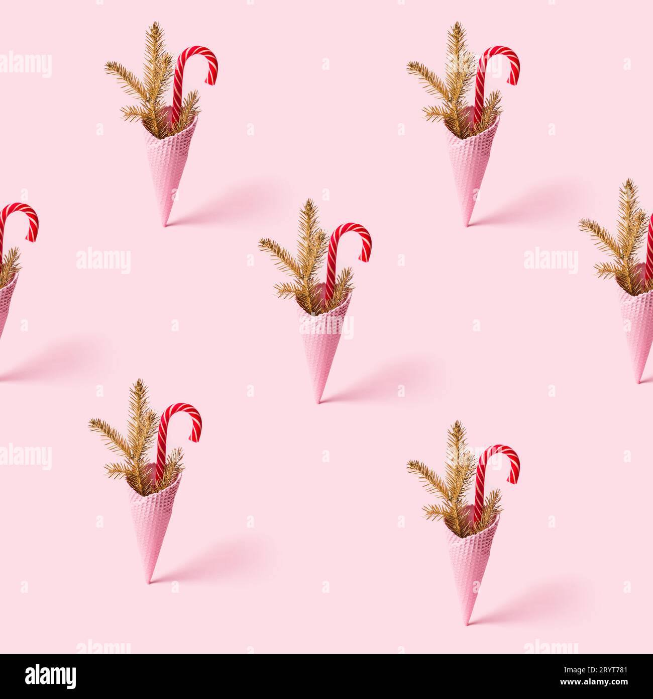 Trendy Christmas seamless pattern made with ice cream cone and candy ...