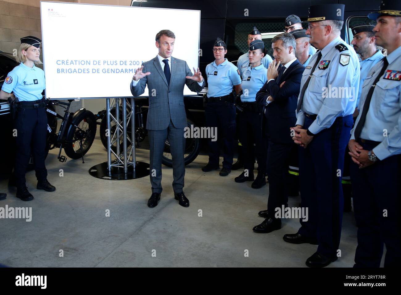 French President. Emmanuel Macron delivers a speech as he inaugurates a ...