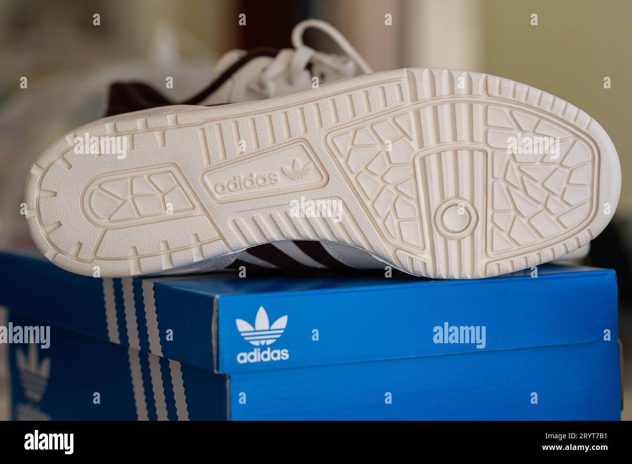 Doha, Qatar - October 2, 2023: Adidas Rivalry Low sneaker. Retro '80s ...