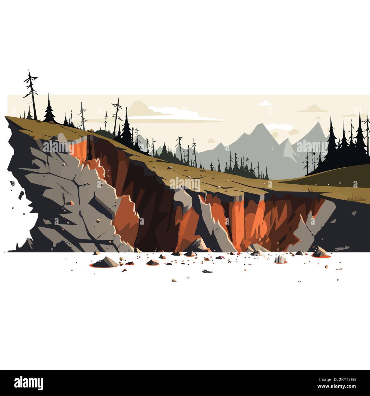 Cliff landslide sign Stock Vector Images - Alamy