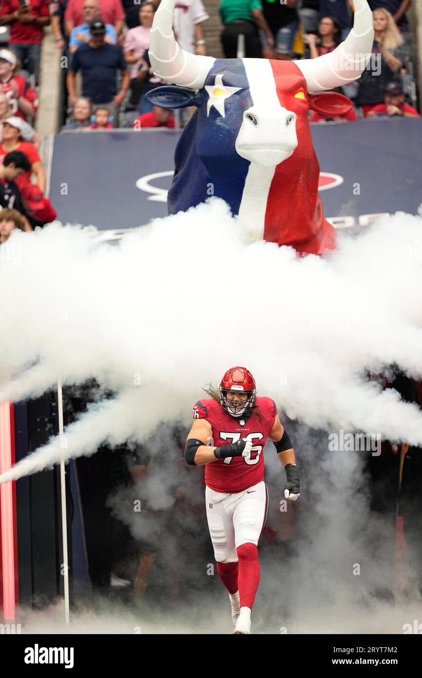 Houston Texans offensive tackle Austin Deculus is introduced before an ...