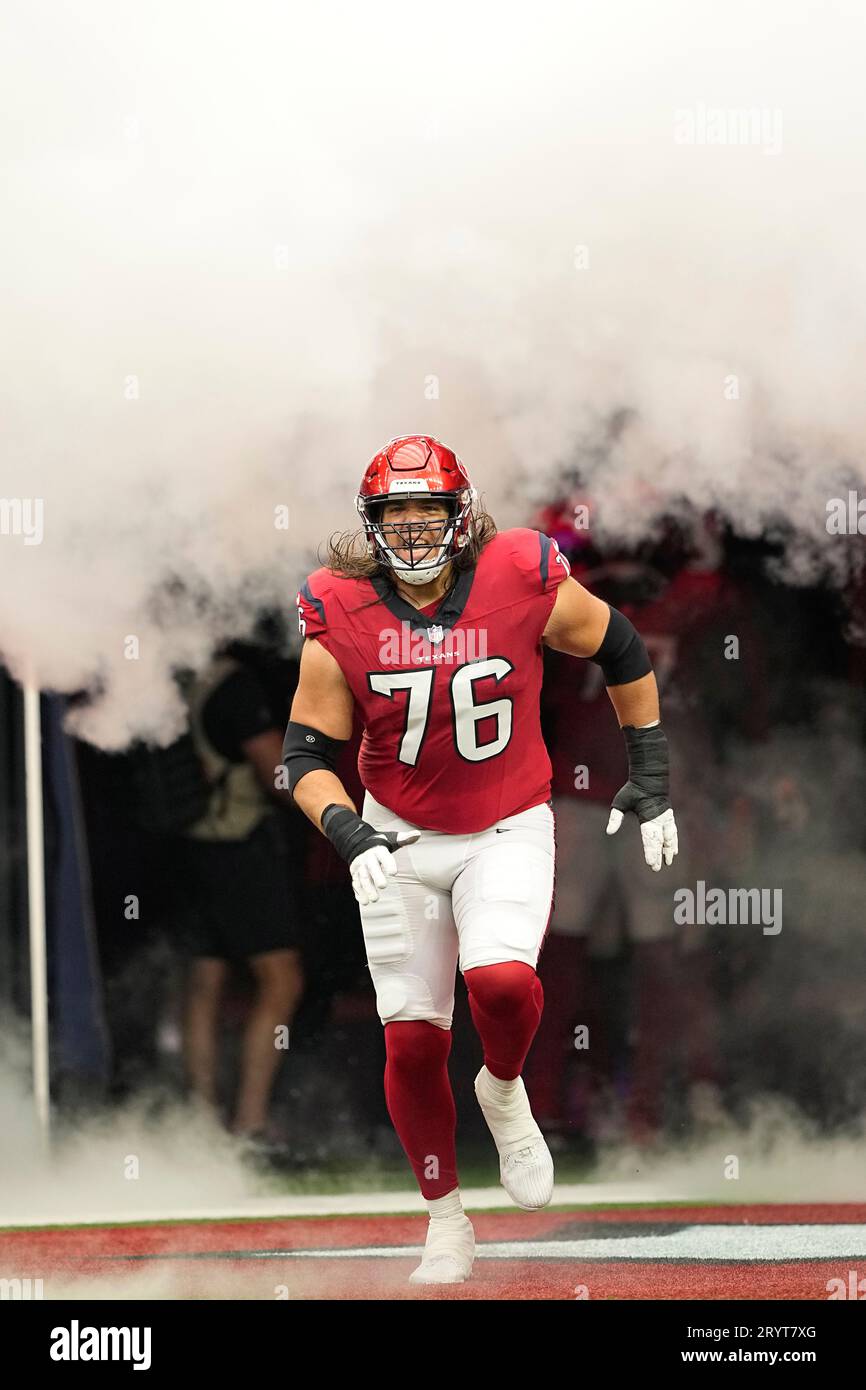 Houston Texans offensive tackle Austin Deculus is introduced before an ...