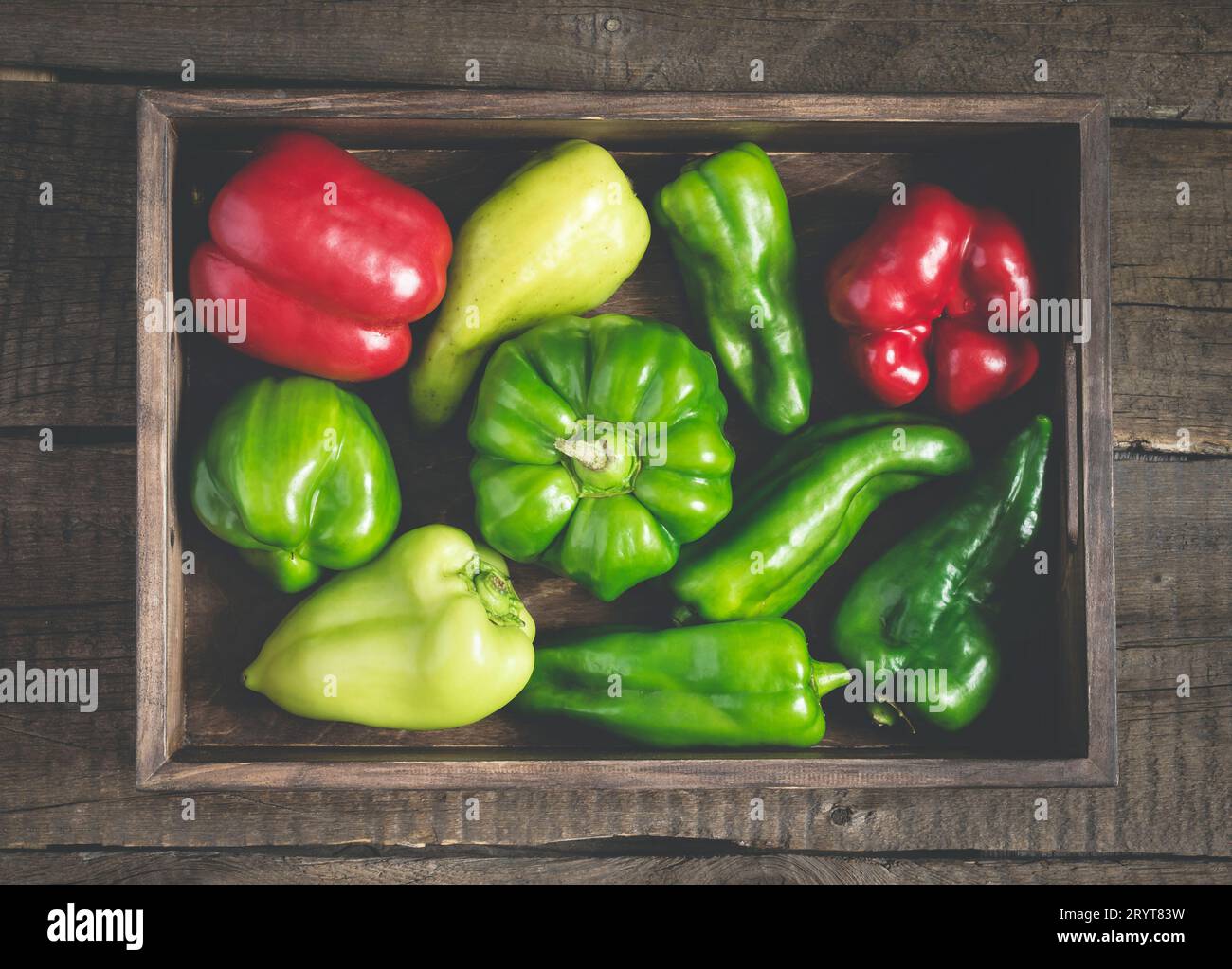 Set of red and green bell peppers of various shapes. Full vegetable ...