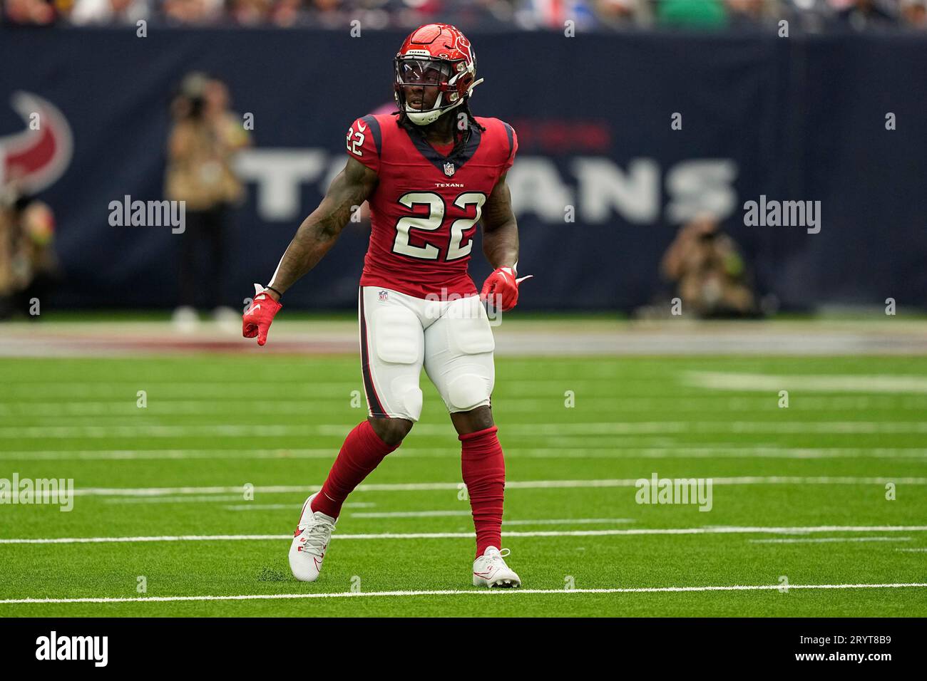 Houston Texans running back Mike Boone (22) lines pu against the ...