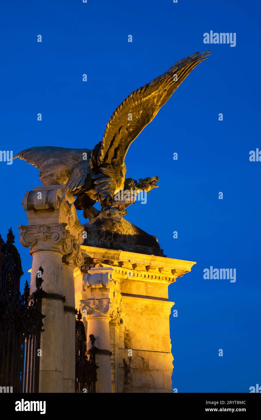 Sculpture of mythological Turul bird at Buda castle (royal palace) in ...