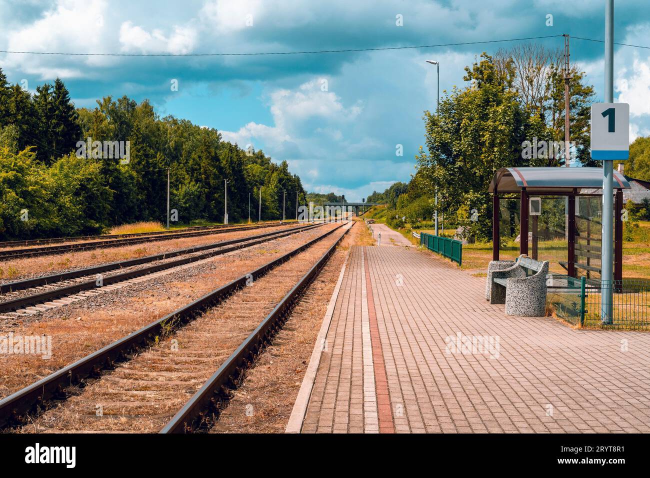 Empty platform of a train station Stock Photo - Alamy