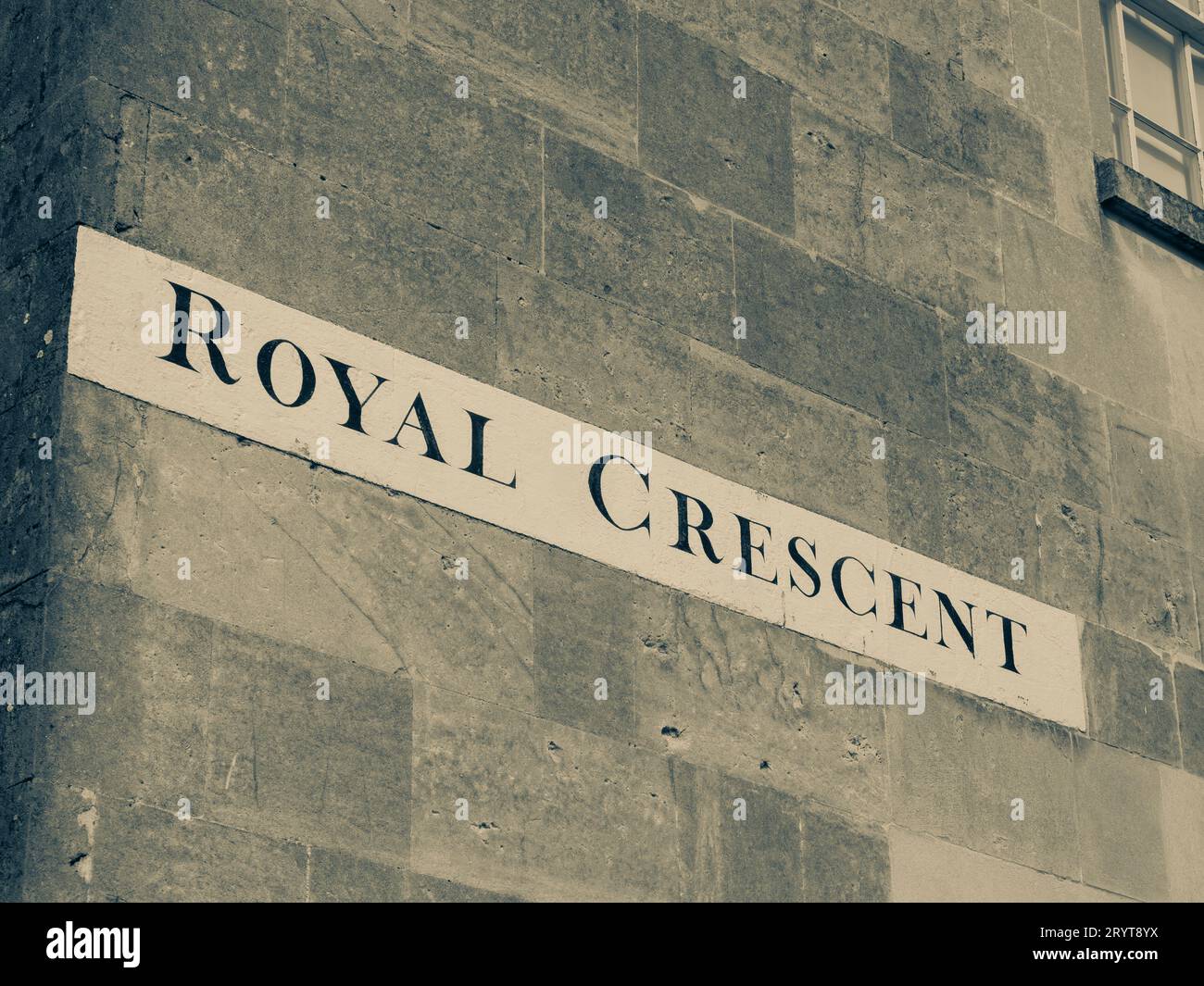 Black and White, The Royal Crescent Sign, The Royal Crescent, Bath ...