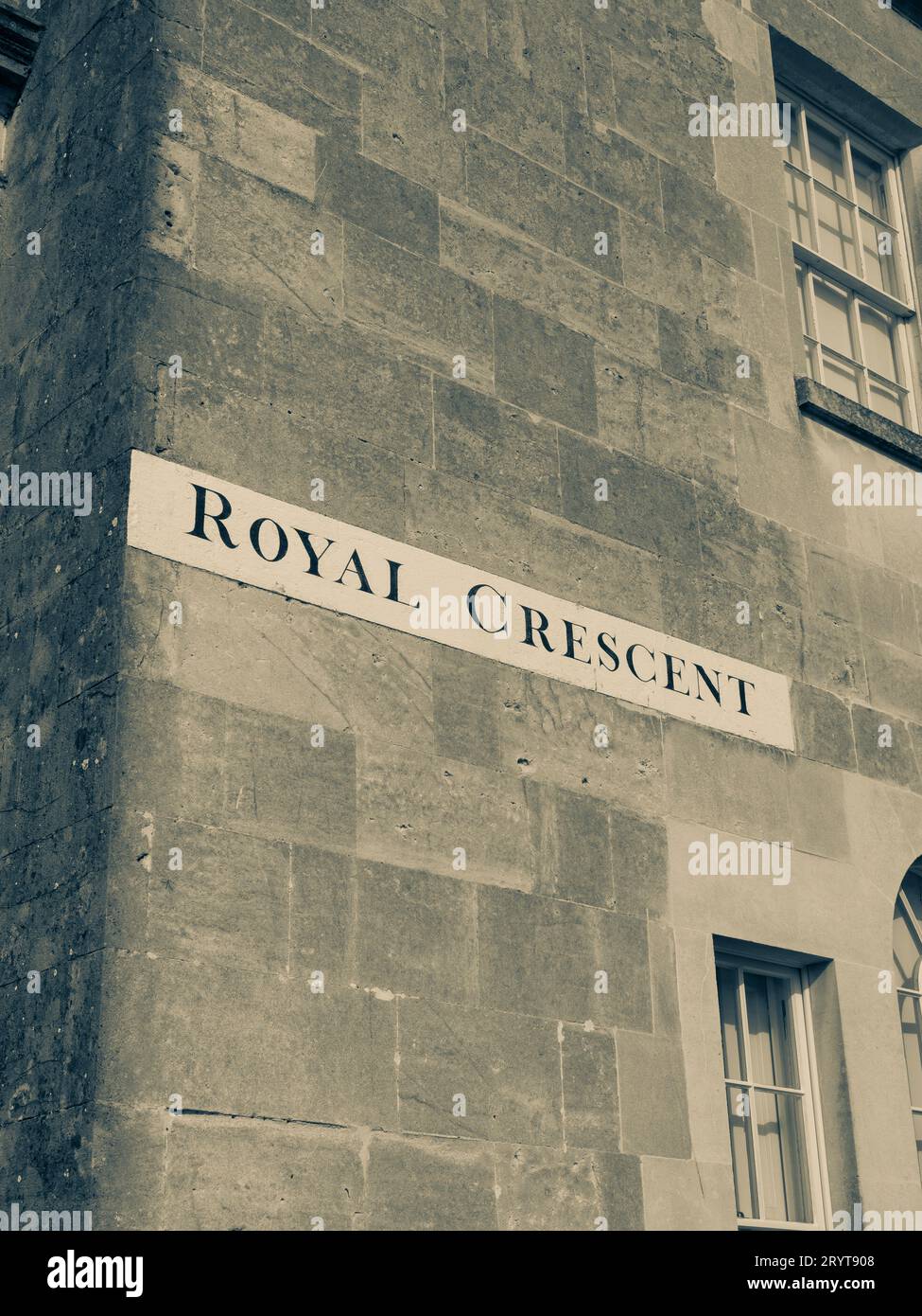 Black and White, The Royal Crescent Sign, The Royal Crescent, Bath ...
