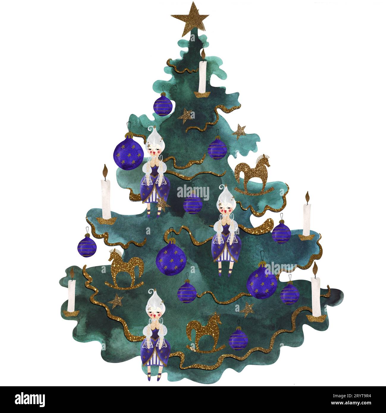 Vintage christmas tree clipart hi-res stock photography and images - Alamy