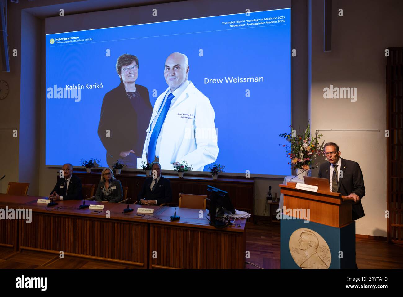 Stockholm, Sweden. 2nd Oct, 2022. The announcement of the 2023 Nobel Prize in Physiology or ...