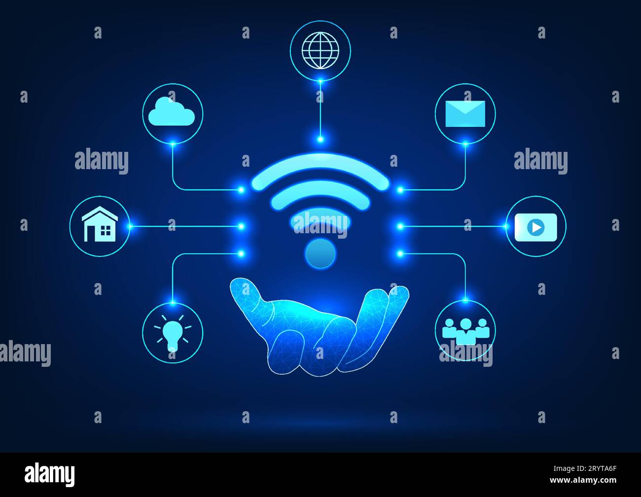 Internet of Things technology with Wi-Fi compatibility hand holding ...