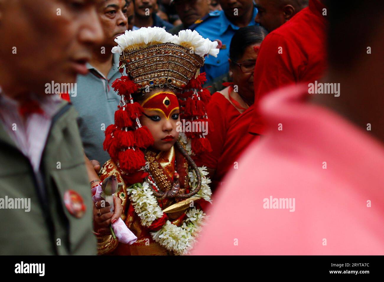 Kathmandu, Nepal. 2nd Oct, 2023. Nepal's Living Goddess Kumari is ...