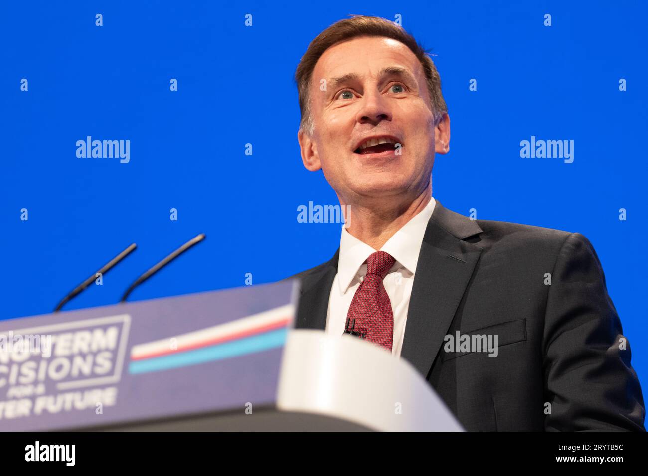 Manchester, UK. 02nd Oct, 2023. Jeremy Hunt Chancellor of the Exchequer ...