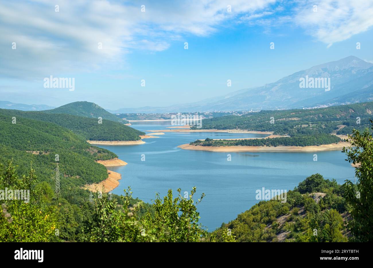 Debar lake summer countryside landscape with mountains background ...