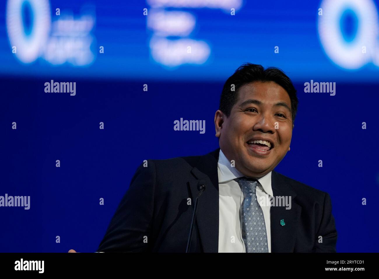 Tengku Muhammad Taufik, Petronas CEO, talks during a panel at the ...