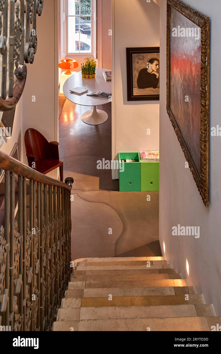 View down the stairs from first floor landing. End House, Kensington ...