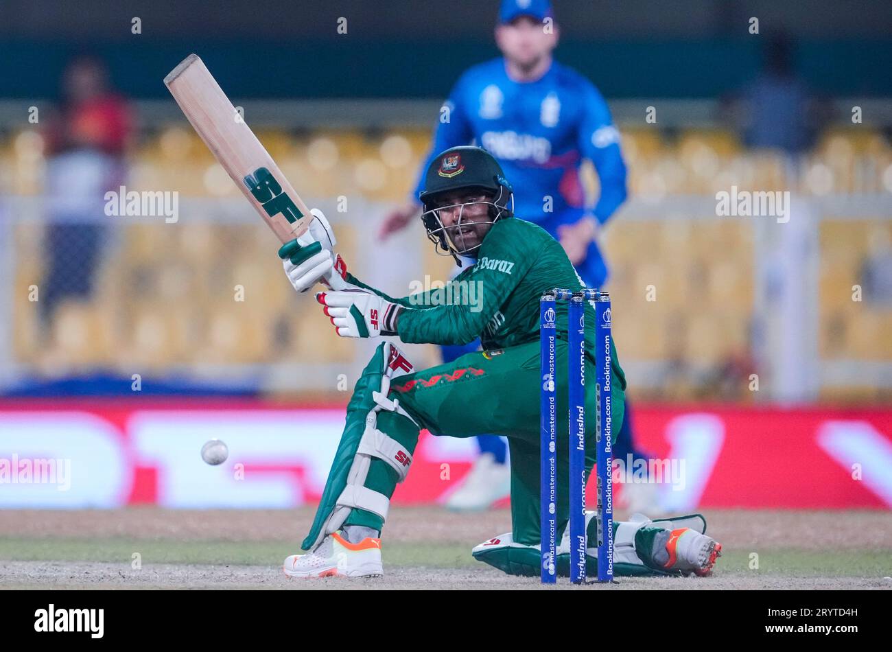 Bangladesh's Mehidy Hasan Miraz plays a shot during the ICC Cricket ...