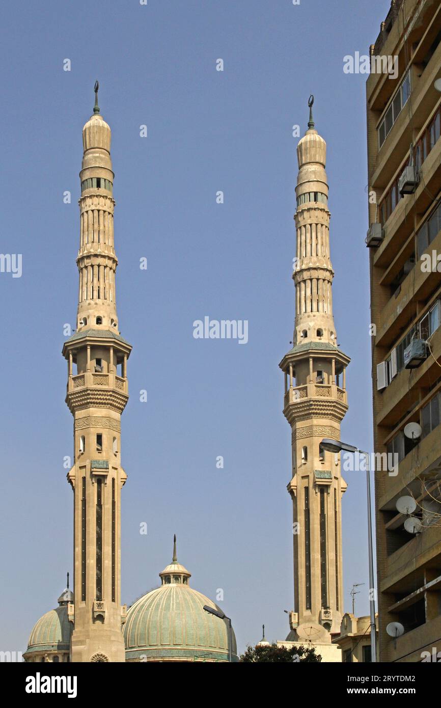 Two Tall Minarets at Al Nour Mosque in Cairo Egypt Stock Photo - Alamy