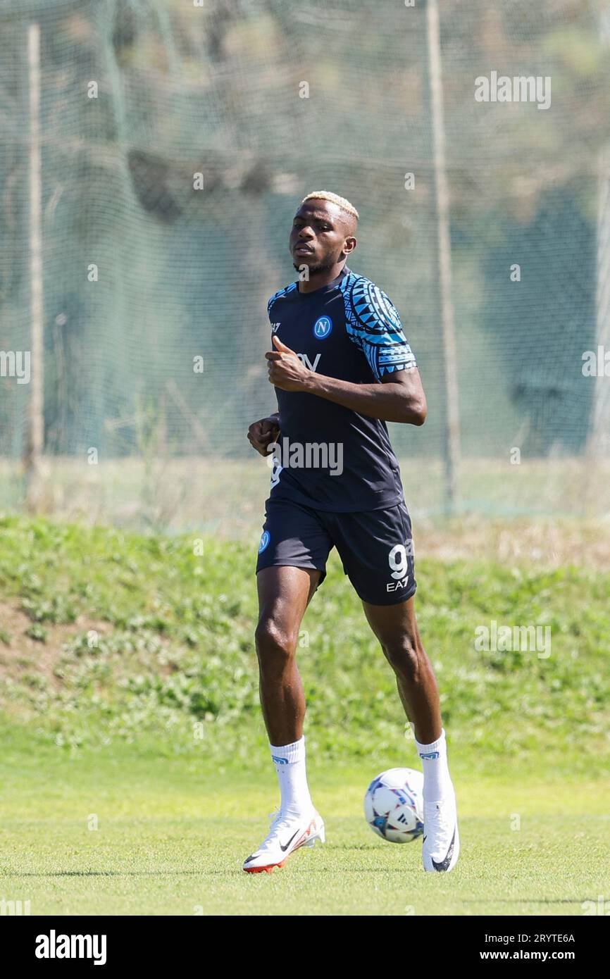 SSC Napoli's Nigerian forward Victor Osimhen looks during training ...