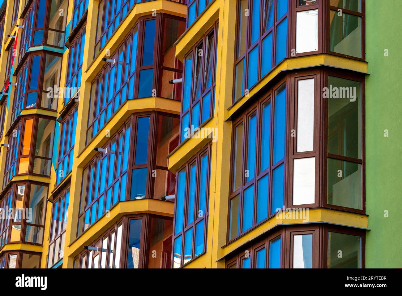 modern apartment building exterior. facade of a modern building. Family ...