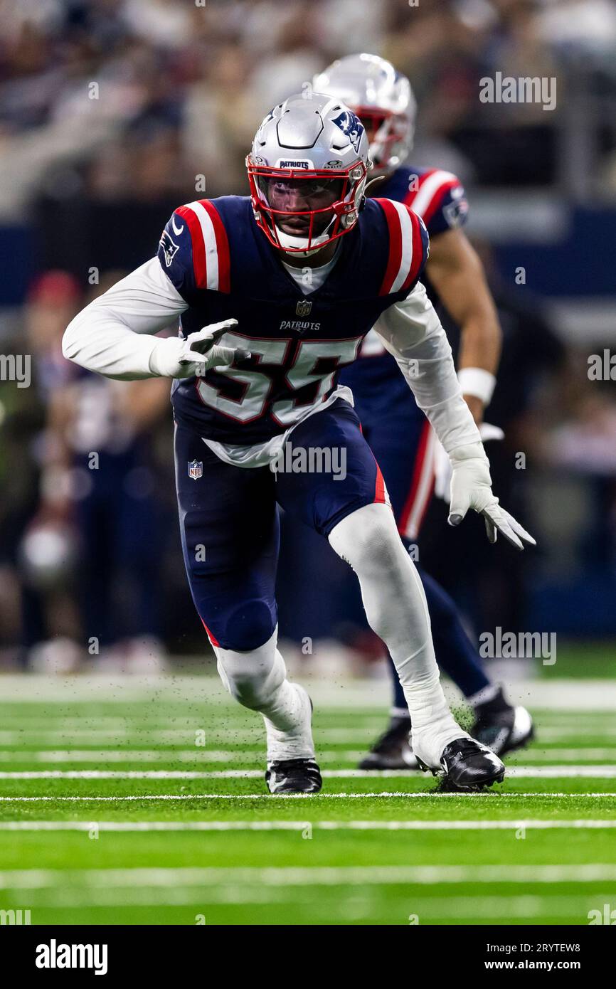 New England Patriots linebacker Josh Uche (55) is seen during an NFL ...
