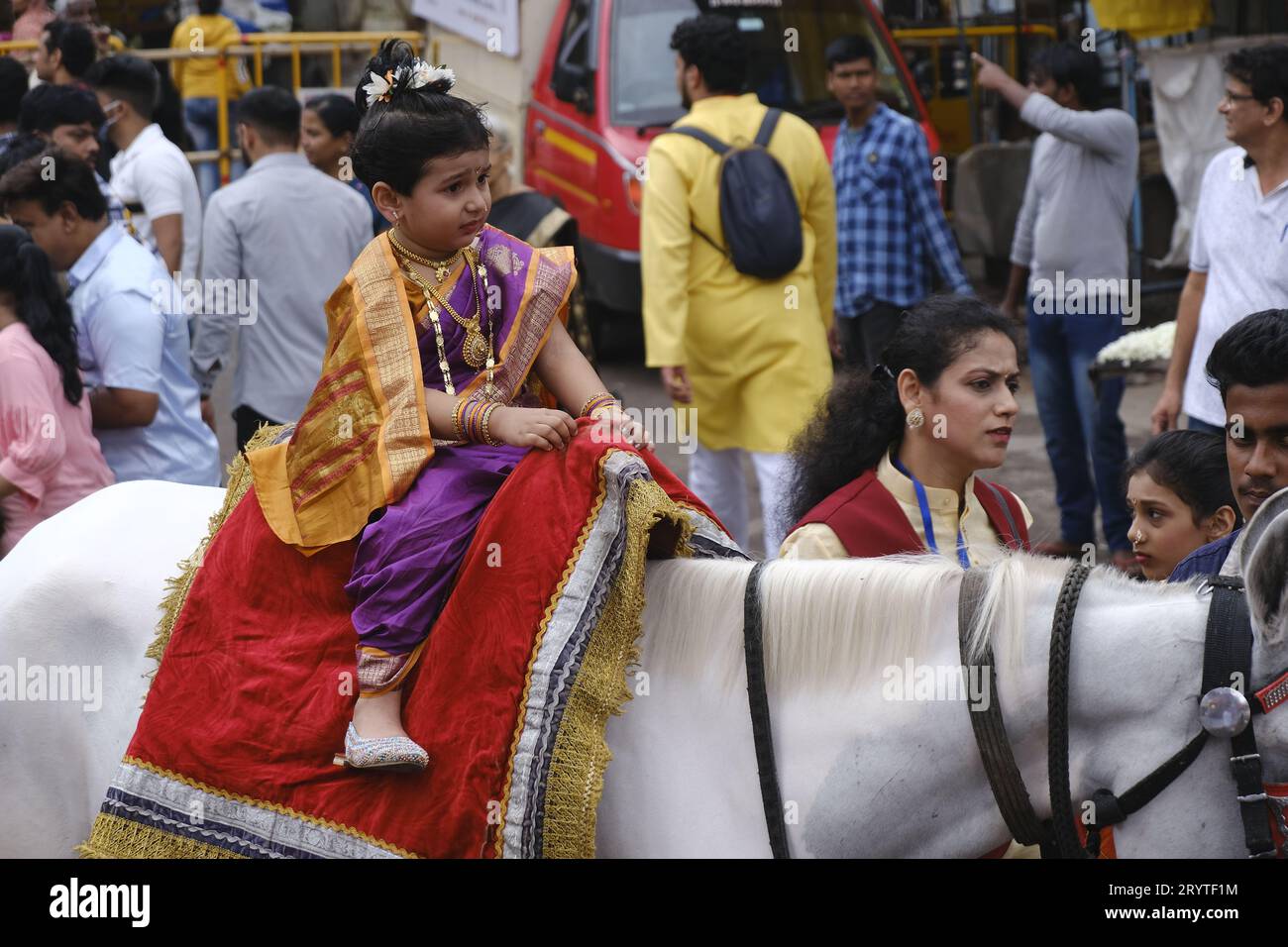 Pune, India - September 29, 2023, Ganesh immersion procession, Dhol ...