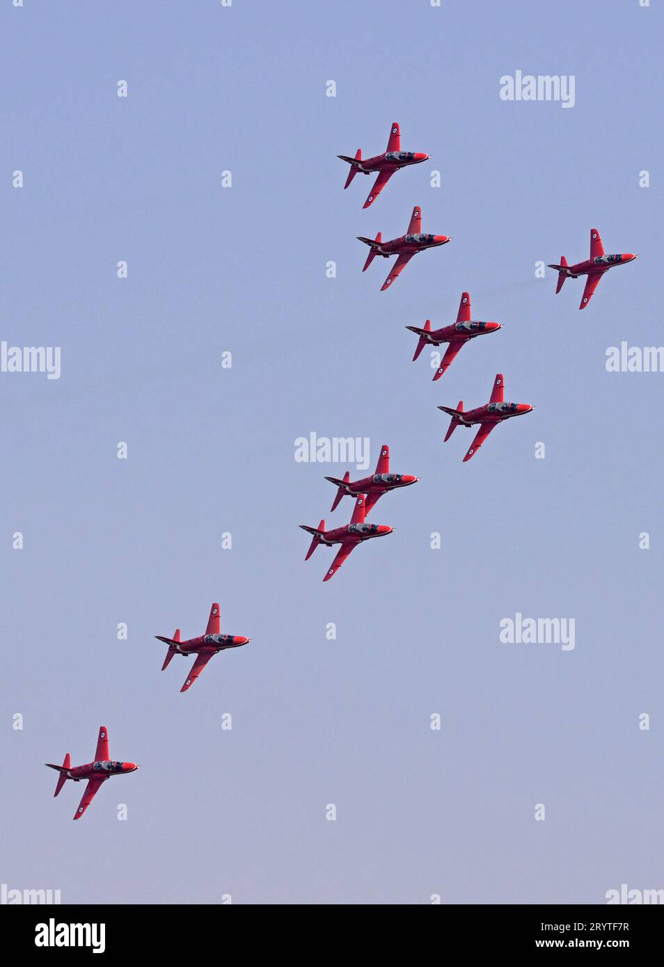 The RED ARROWS flying over Liverpool John Lennon Airport in formation ...