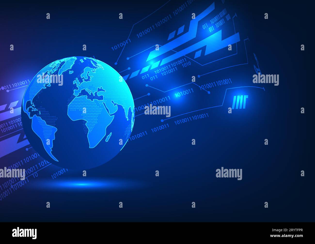 Smart technology world The world with circuits and number codes on the ...