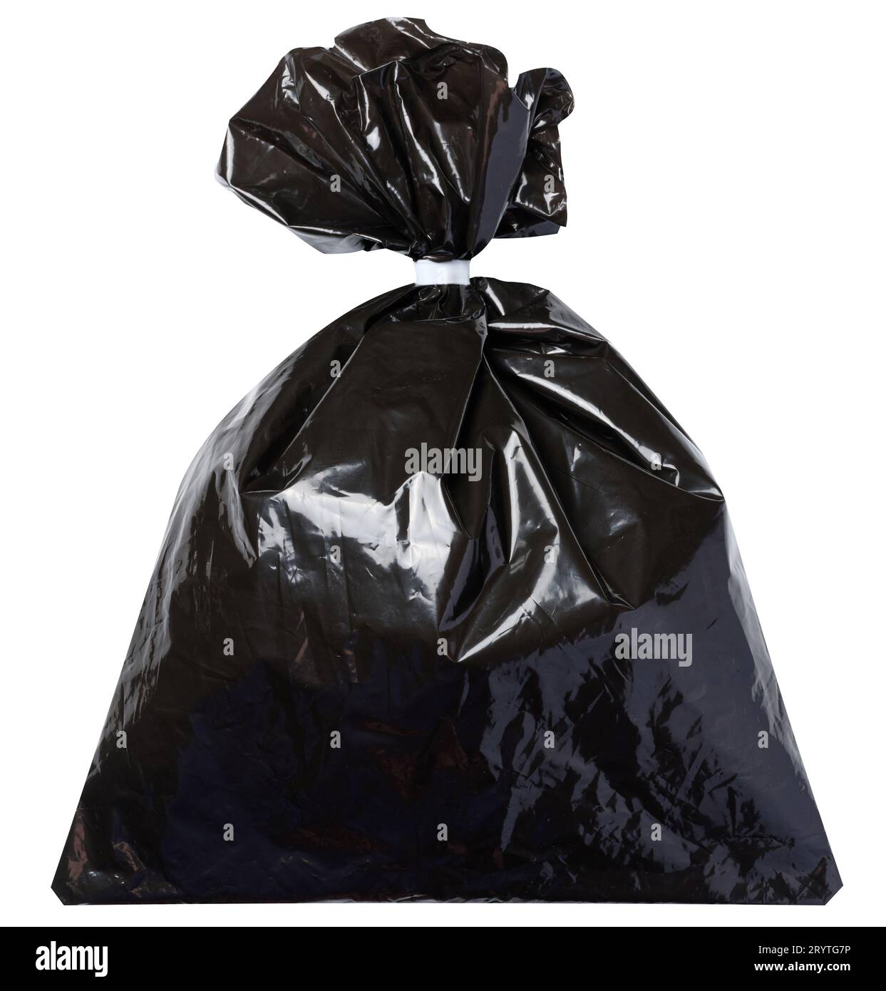 Full black plastic bag on a white isolated background Stock Photo - Alamy