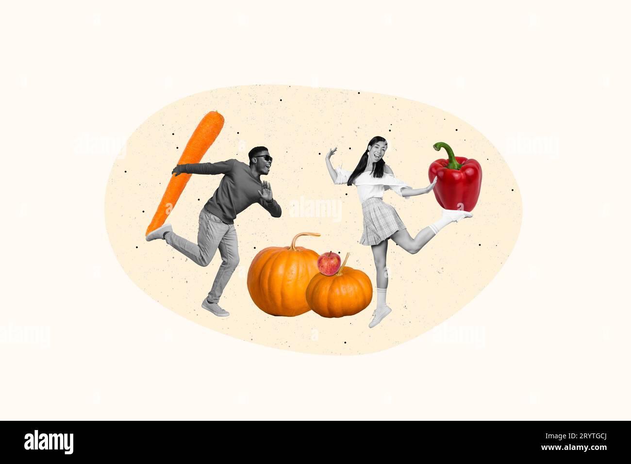 Image collage poster of two joyful people rejoice dance festive event ...