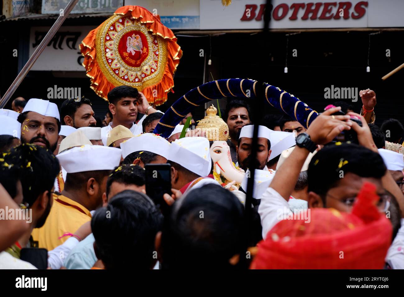 Pune, India - September 29, 2023, Shri Kasba Ganpati Ganpati Palkhi ...