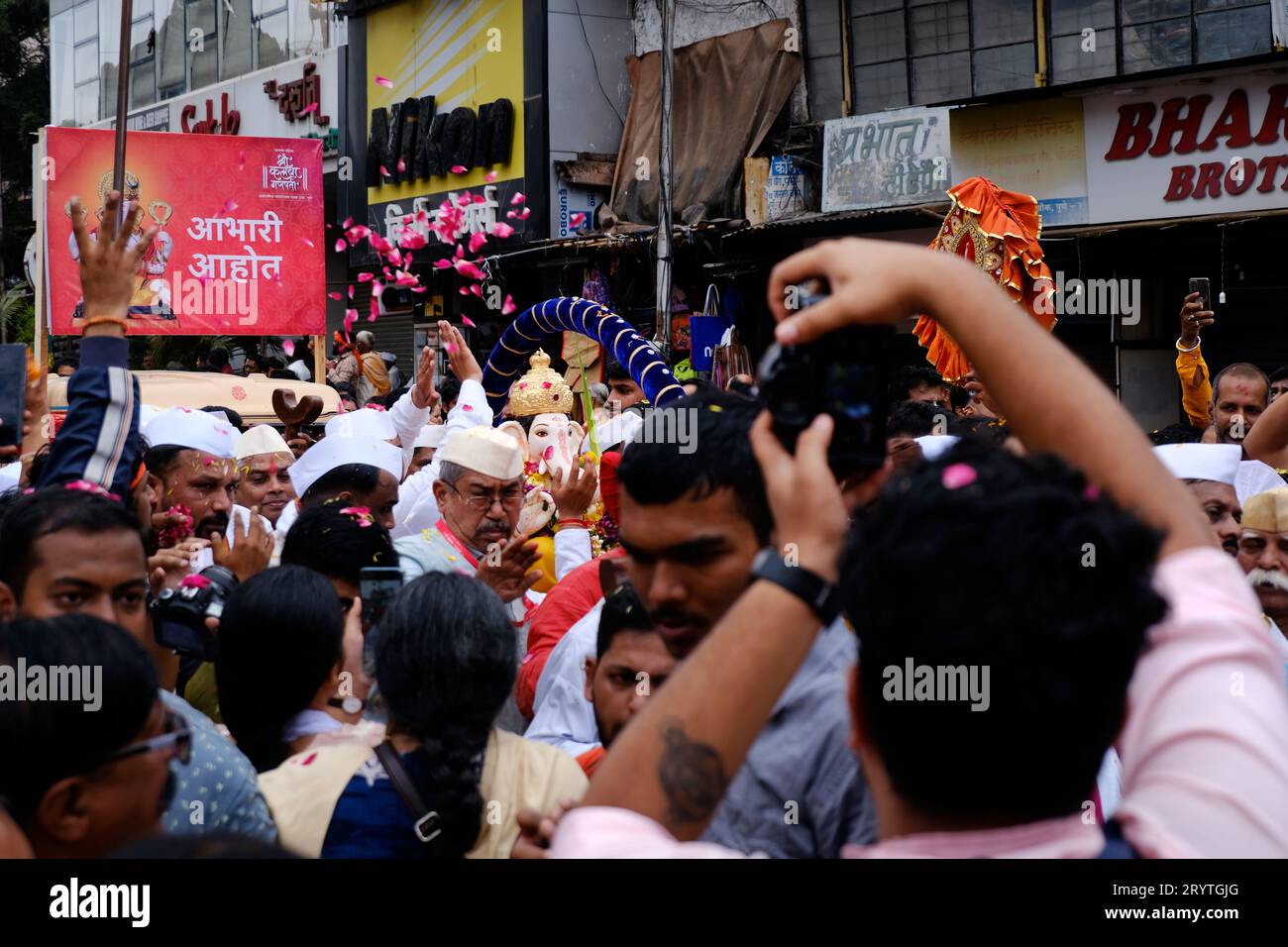 Pune, India - September 29, 2023, Shri Kasba Ganpati Ganpati Palkhi ...